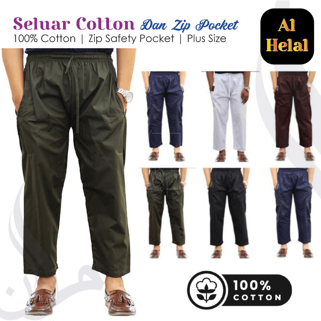 Seluar Cotton Haji Dan Safety Zip Pocket 100% Cotton | Zip Safety ...