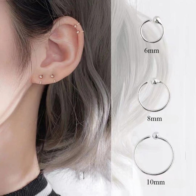 New Japanese and Korean Silver Circle Earrings for Girls, Small Circle ...
