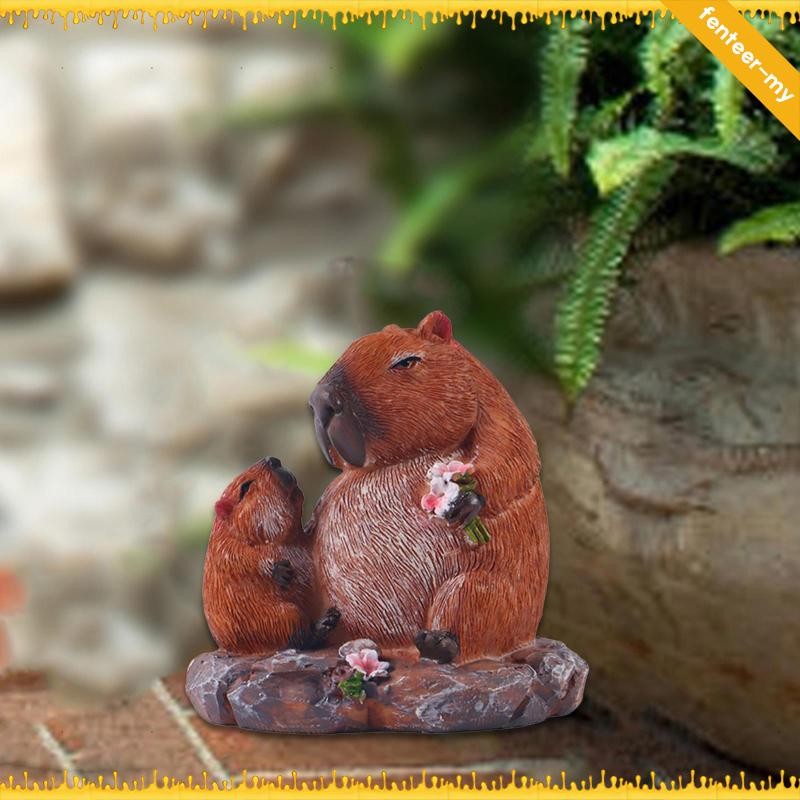 [FenteerMY] Garden Capybara Statue Backyard Decoration Art Crafts Table ...