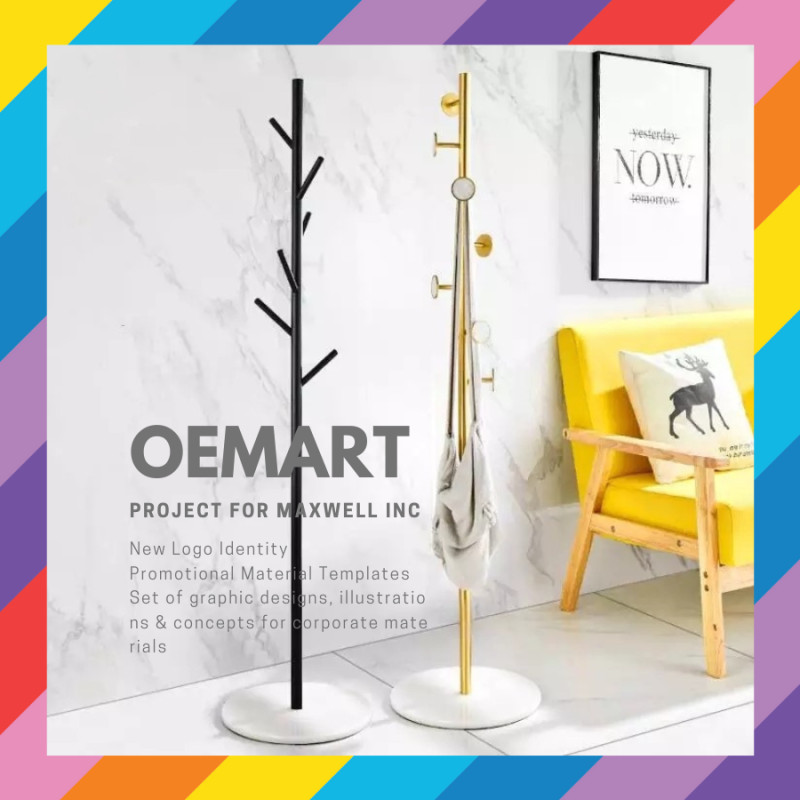 Ready Stock Antique Brass Nordic Coat Rack Free Standing 8 Hooks Tree ...
