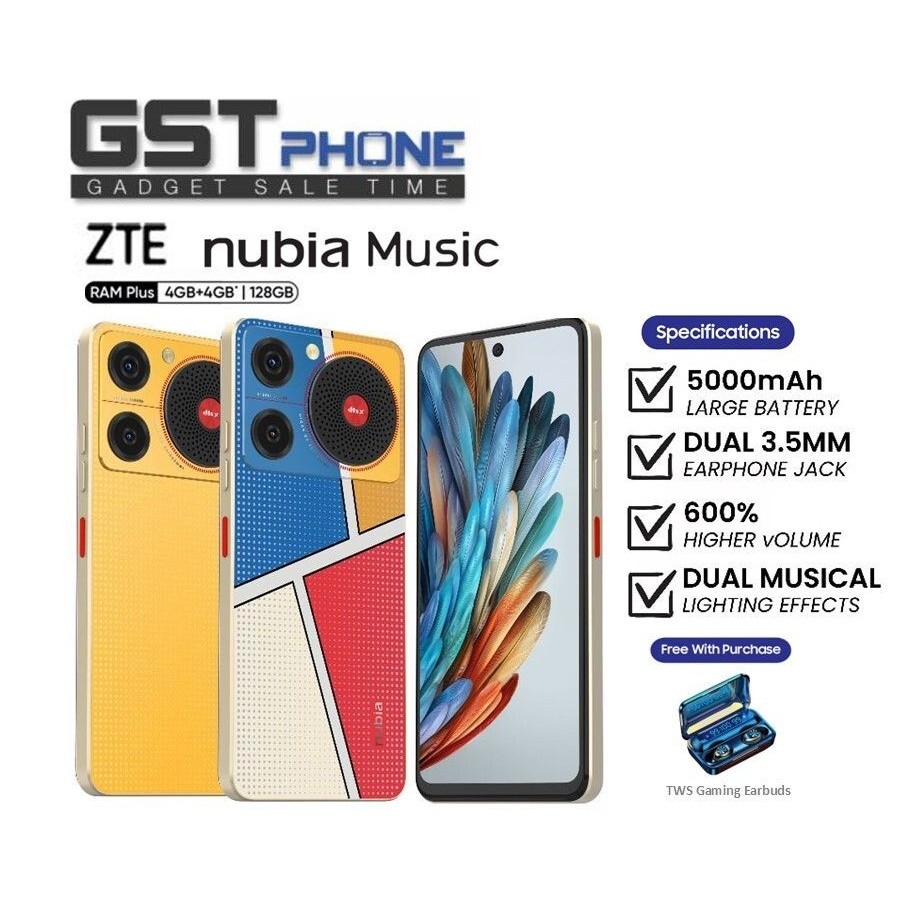 ZTE Nubia Music (4GB+4GB Extended Ram+128GB Rom) (Original Malaysia Set ...