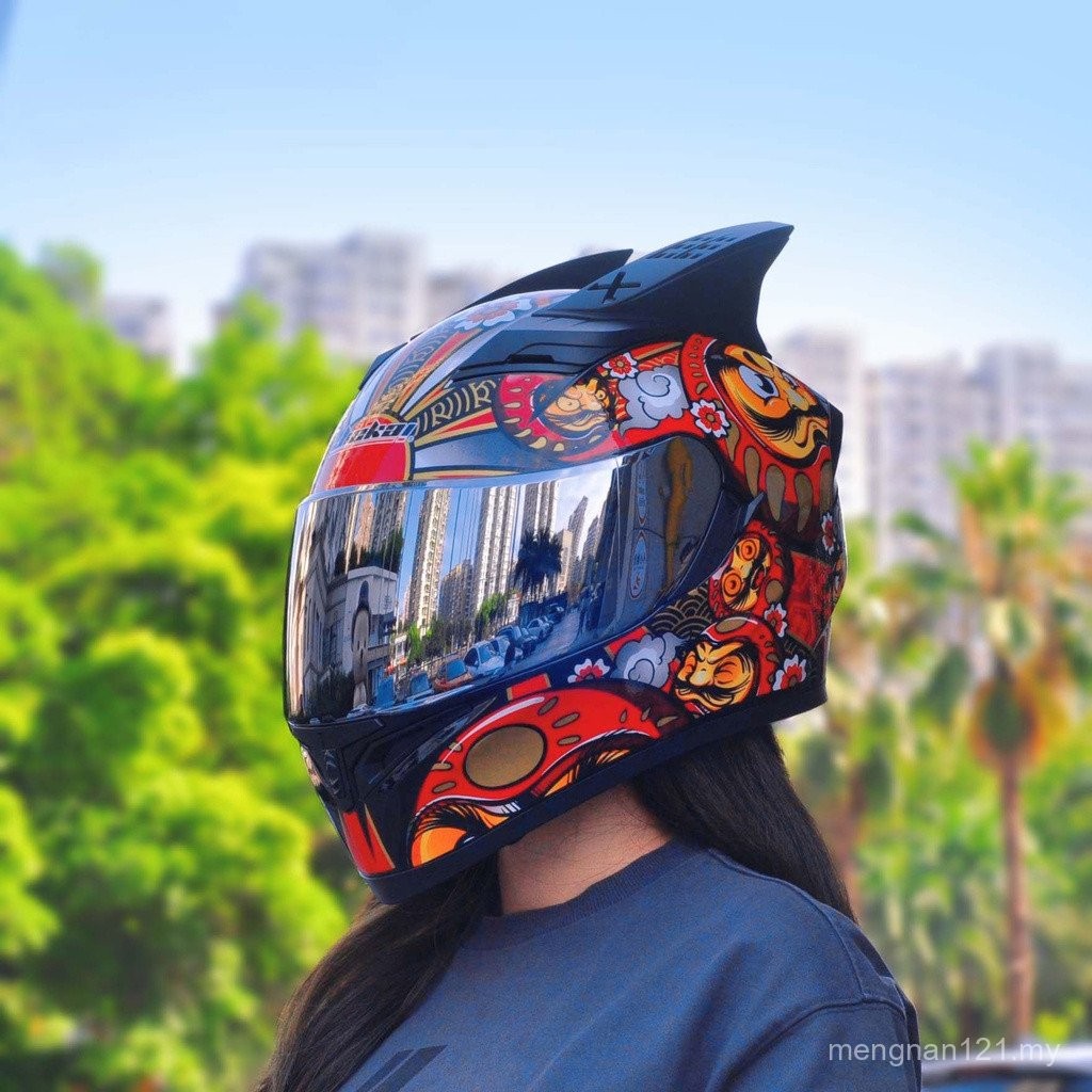Full Face Motorcycle Helmet Dual Visor Flip up Modular Motocross KMUC ...