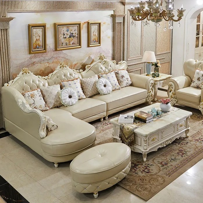 Sofa Sudut Gaya Eropah Ruang Tamu Mewah Pangsapuri Besar dan Kecil ...