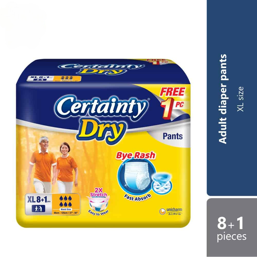Certainty Dry - pants Adult Diaper Regular Pack XL8+1 (Pack) | Shopee ...