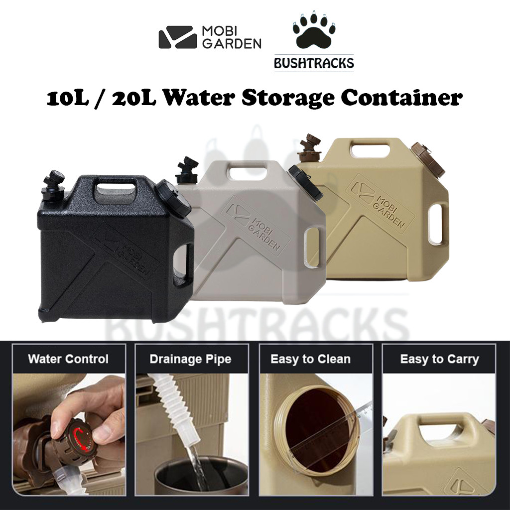 MOBI GARDEN Camping 10L 20L Water Tank Portable Water Bucket Container ...