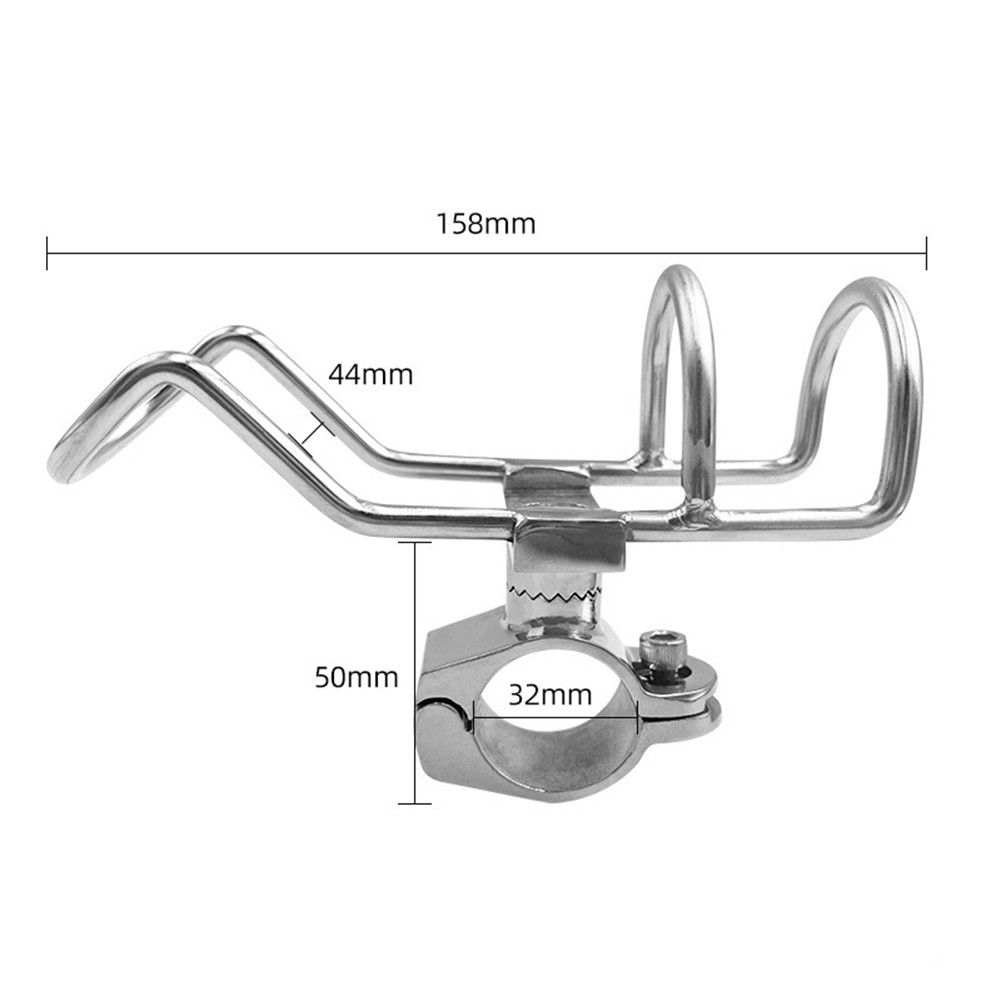 Stainless Steel Rail Mounted Clamp on Rod Holder Double Wire Fishing ...