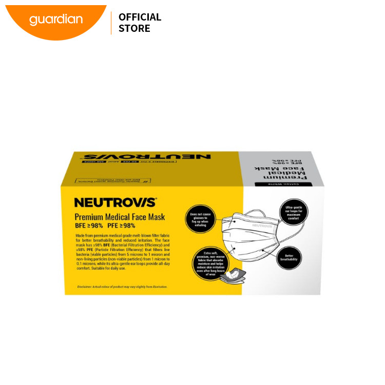 Neutrovis 3Ply Premium Series Face Mask 50'S - Cotton White | Shopee ...