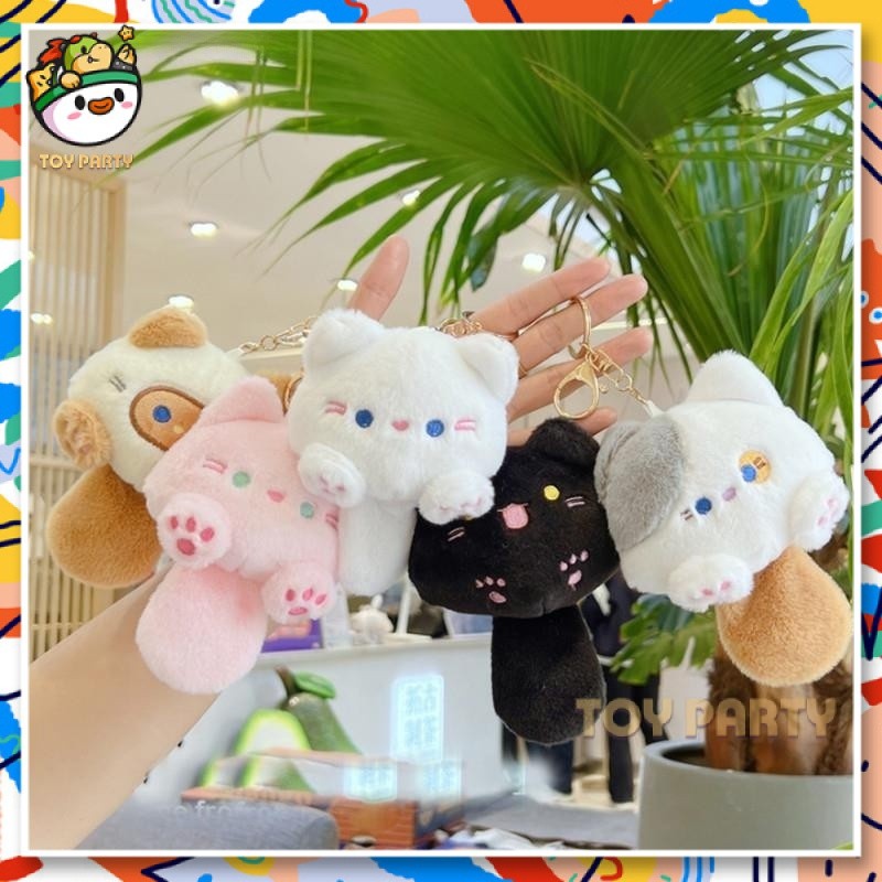 【⭐24h⭐Cat keychain】cat plushie cartoon keychain plush Korean style cat statue key chain ring key ...