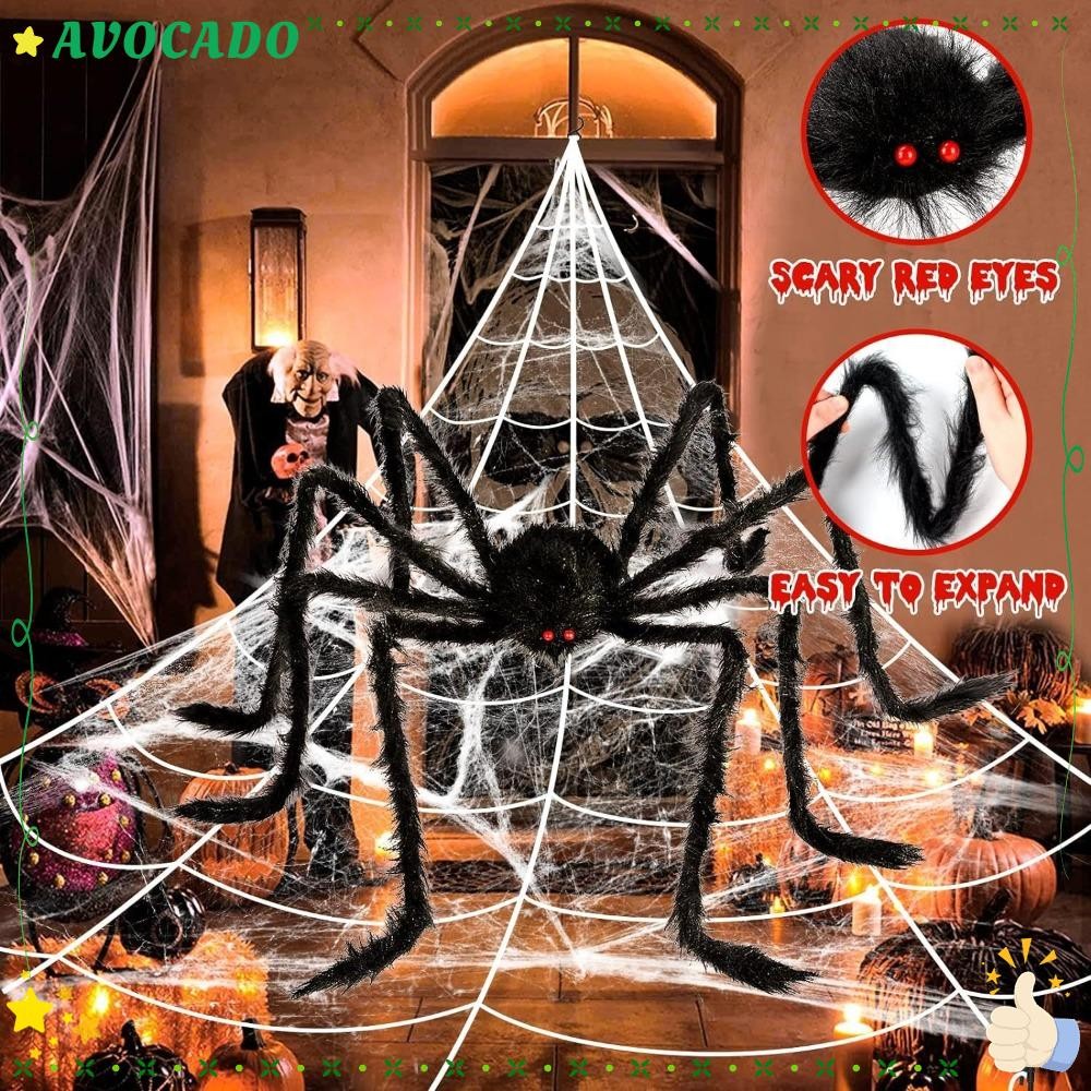 AVOCADD Artificial Cobweb, Halloween Decorations Stretchy Spider ...