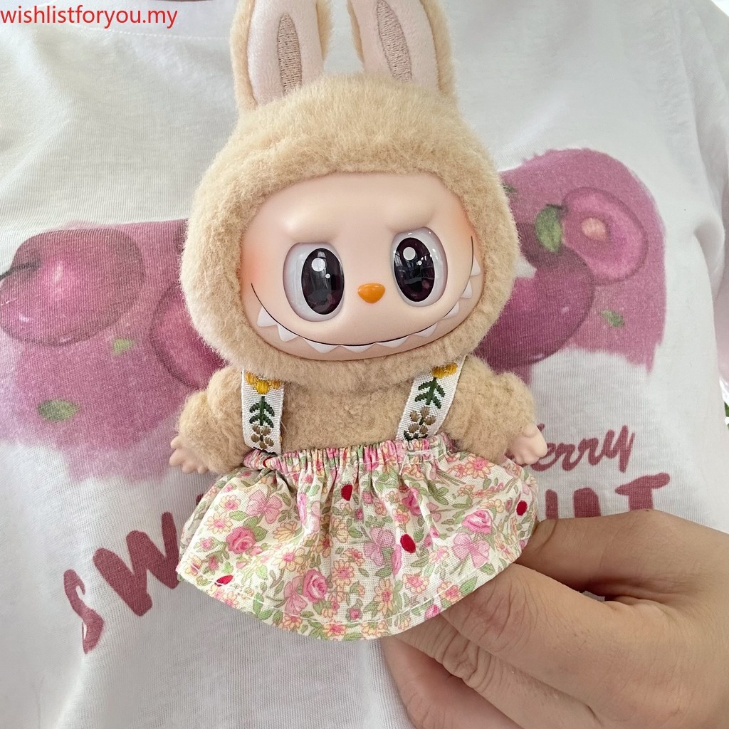 Clothes only] Labubu v2 sitting party baby clothes floral strap skirt ...