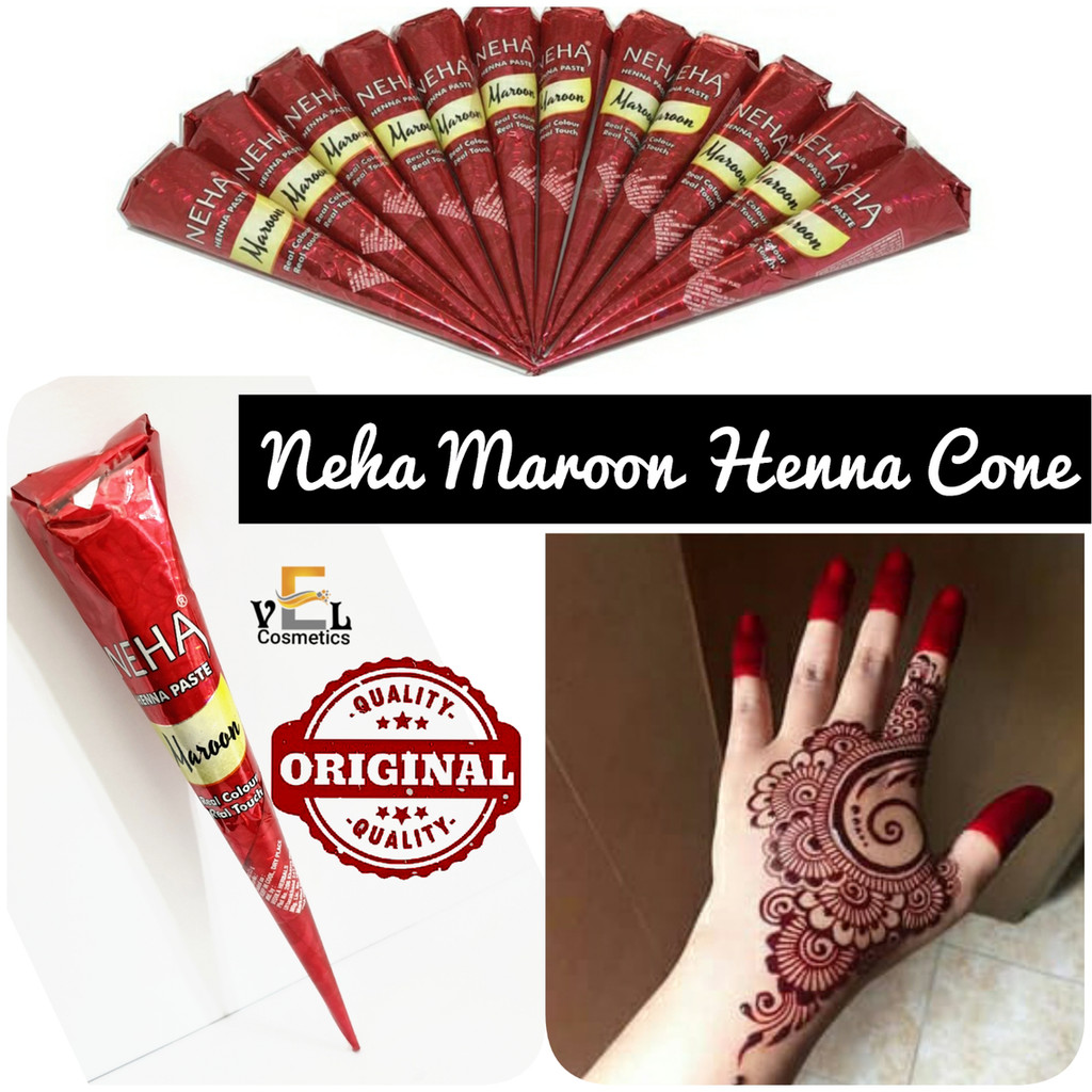 Neha Maroon Henna Cone | Inai Neha maroon | Inai lukis asli | Fast ...