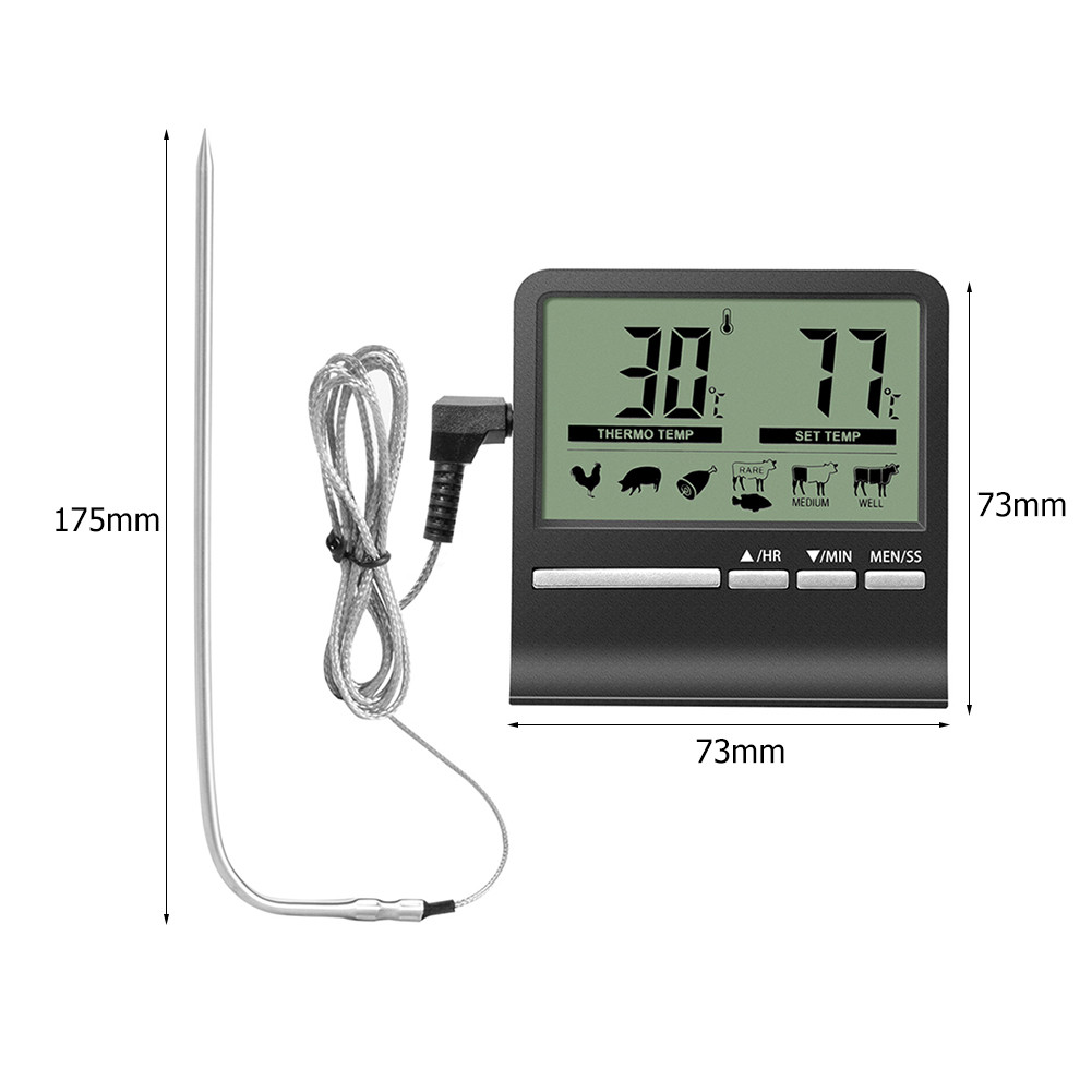Digital Kitchen Barbecue Food Thermometer Probe Meter Outdoor Oven Meat ...