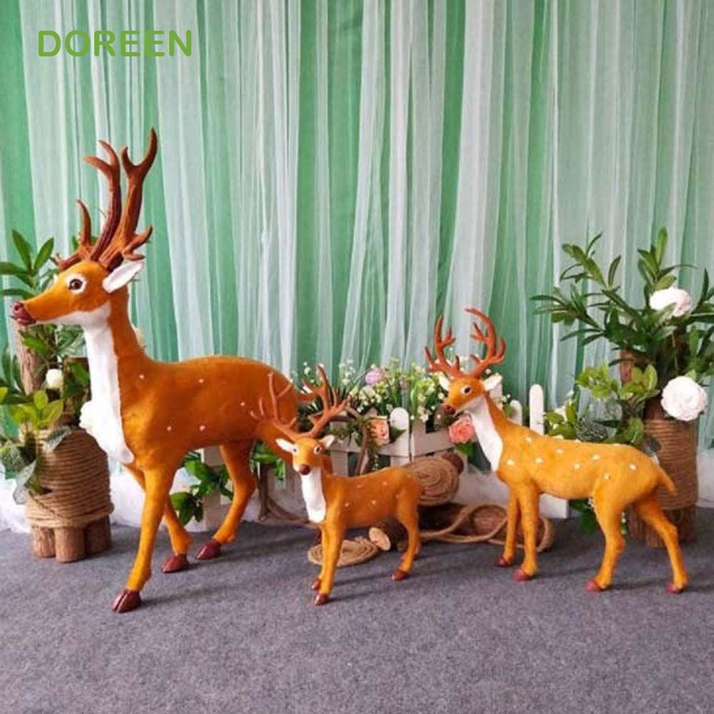 DOREEN Simulation Deer Craft Cartoon Cute Elk Plush Desktop Model ...
