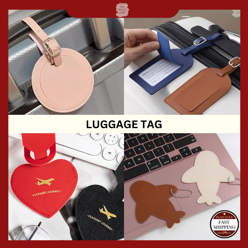 Travel PU Leather Luggage Tag Suitcase Tag Card Holder Bag Label ...