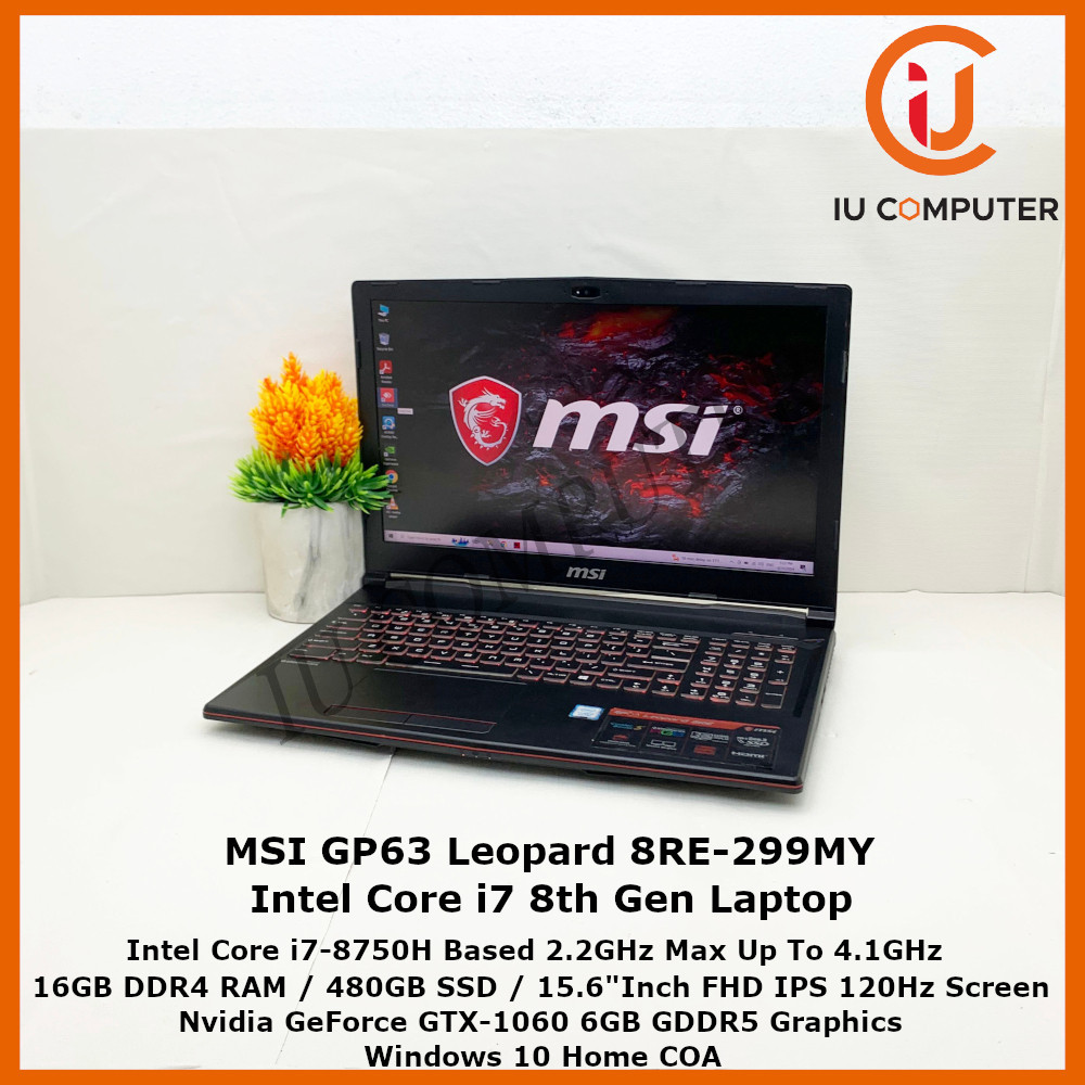 MSI GP63 LEOPARD 8RE-299MY INTEL CORE I7-8750H 16GB RAM 480GB SSD GTX ...