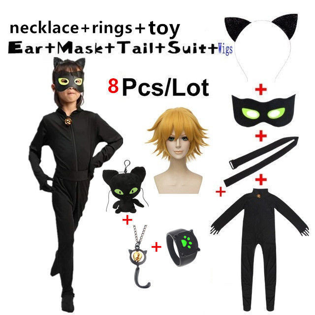 Miraculous Girl and Black Cat Roll Doll Ladybug Costume Costume Clot ...