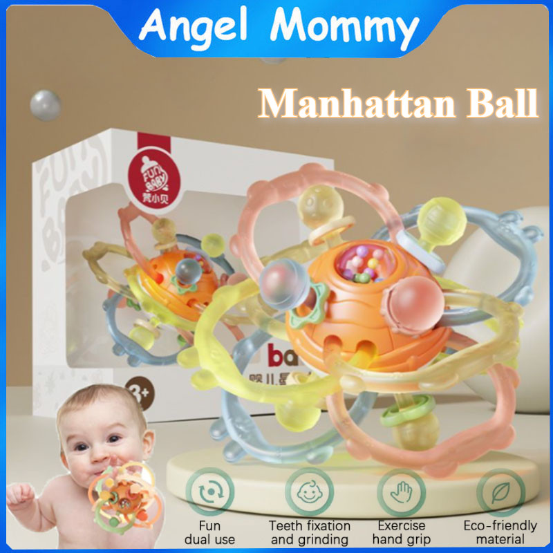 Rattle Toys For Baby Manhattan Ball Silicone Teether Sensory Play Set ...