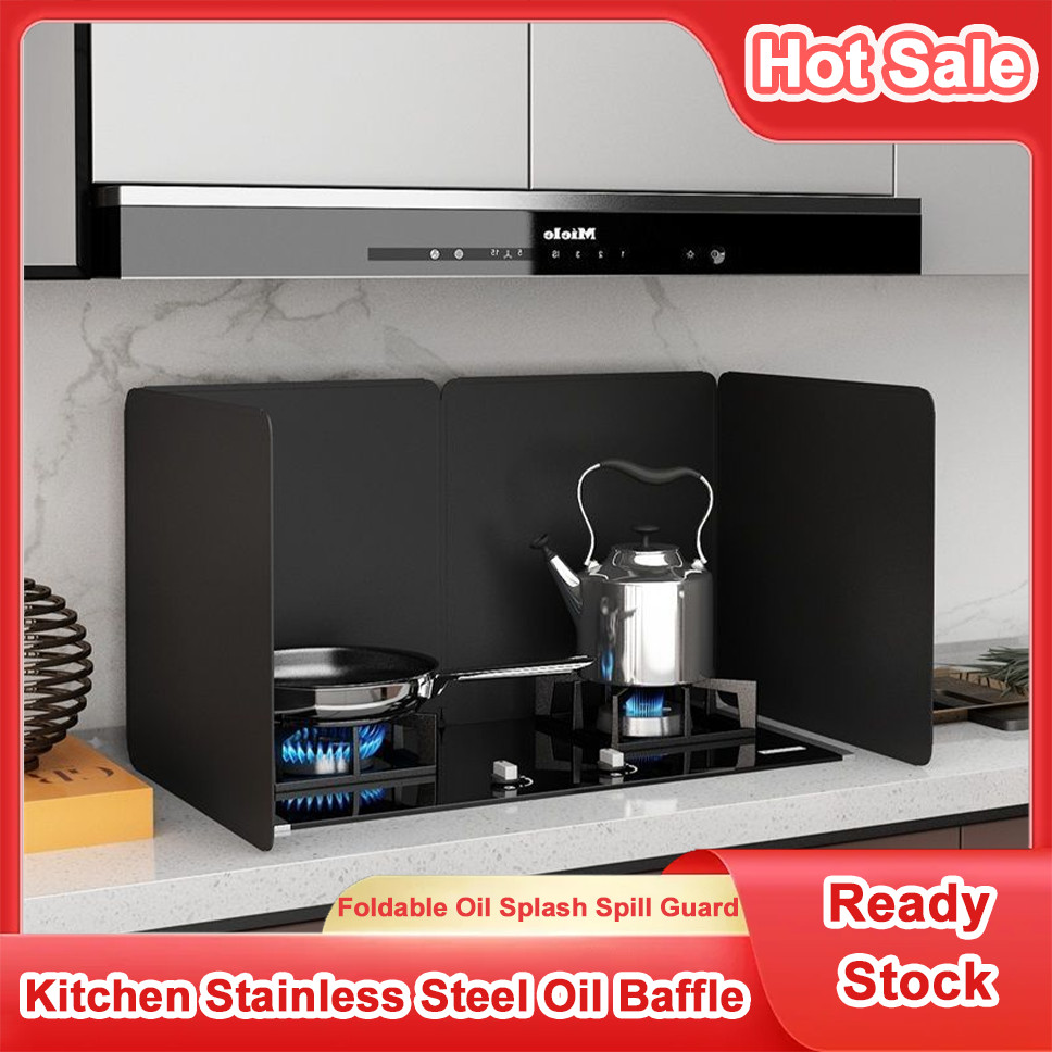 🔥Ready Stock🔥Black Oil Splash Guard Foldable Kitchen Oil Fume Baffle ...