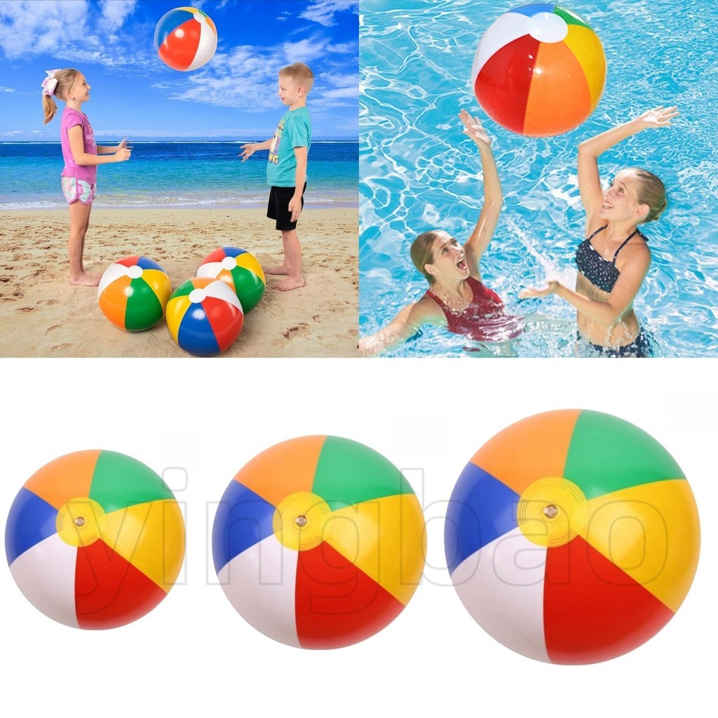 Rainbow Color Inflatable Beach Ball 26 30 36cm Toy Swimming Pool Ball ...