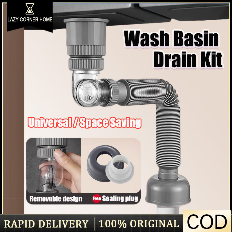 Wash Basin Drain Kit Bathroom Washbasin Down Pipe Deodorant Blocking ...