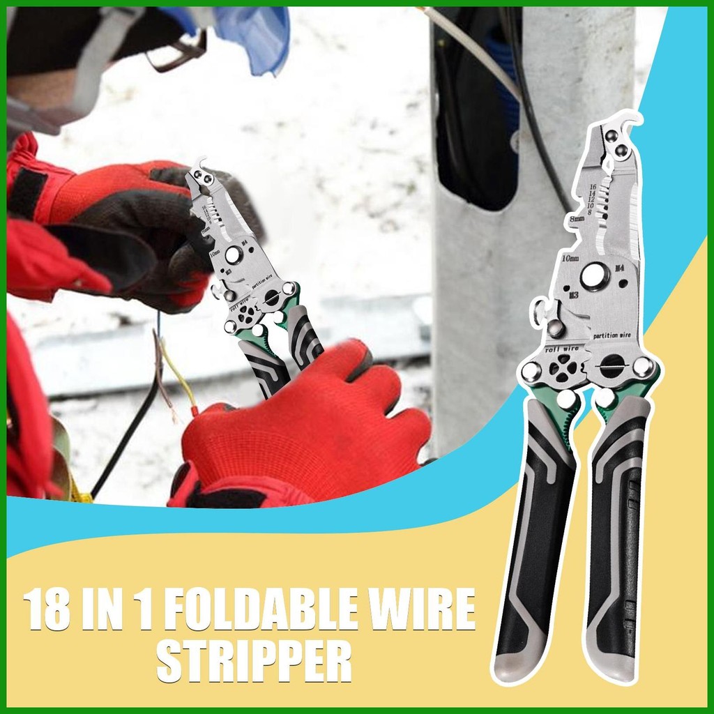 Wire Stripper 18 in 1 Foldable Wiring Tool Multifunctional Stripper ...