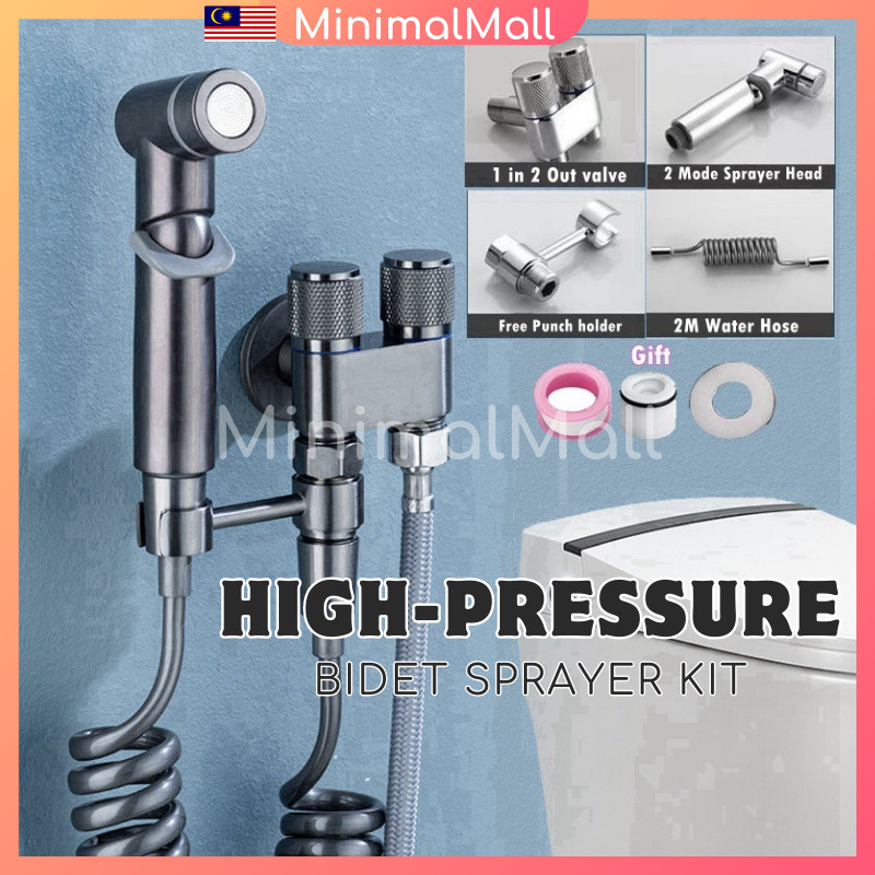 Stainless Steel Bidet Spray Set Hand Bidet Two Way Tap Faucet Bathroom ...