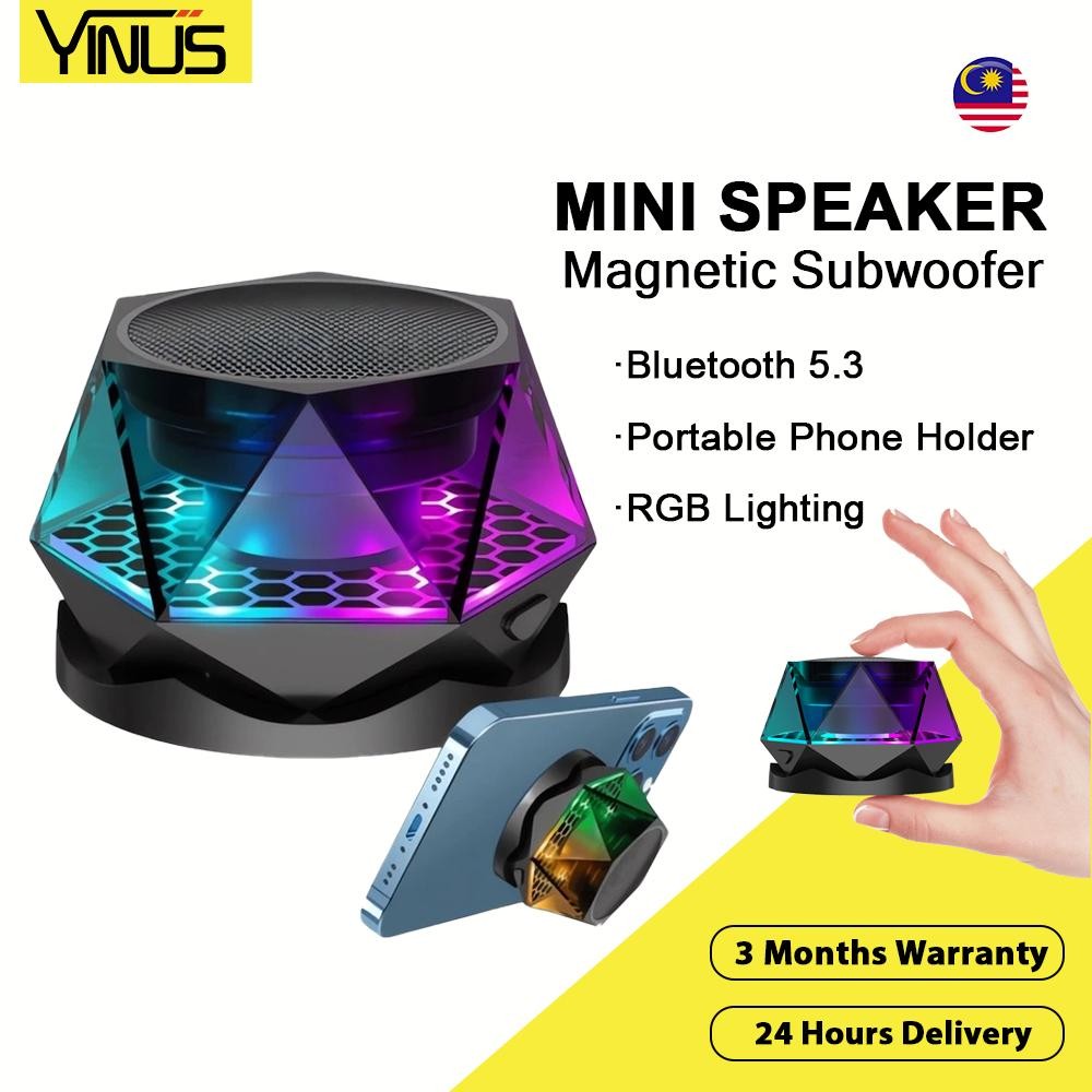 YINUS MINI Magnetic Speaker,2-In-1 Phone Holder,Bluetooth 5.3,9D HIFI ...