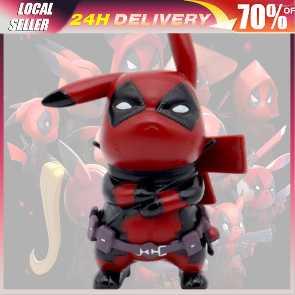 Kawaii Pikachu Deadpool Cosplay Q-Version Model Toys PVC Pokemon Figure ...