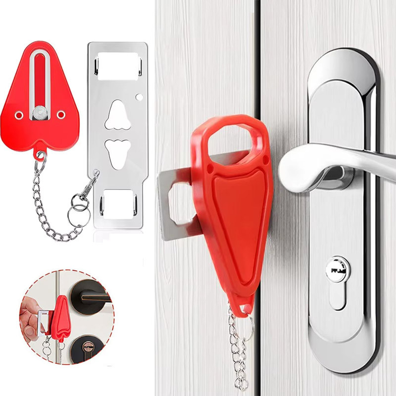 Safety Door Lock Punch Free Door Blocker Hotel Anti-Theft Lock Travel ...