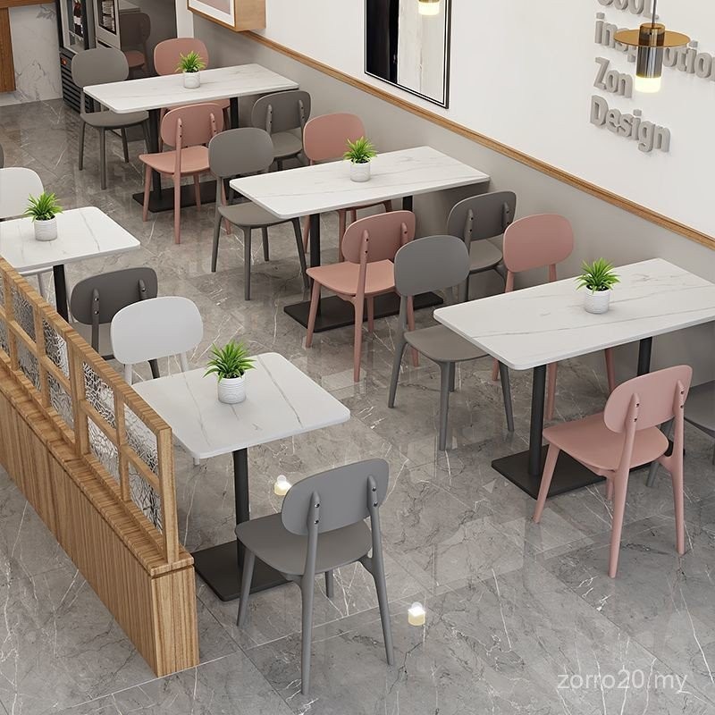 Commercial Canteen Dining Table Chair Combination Snack Bar Fast Food ...