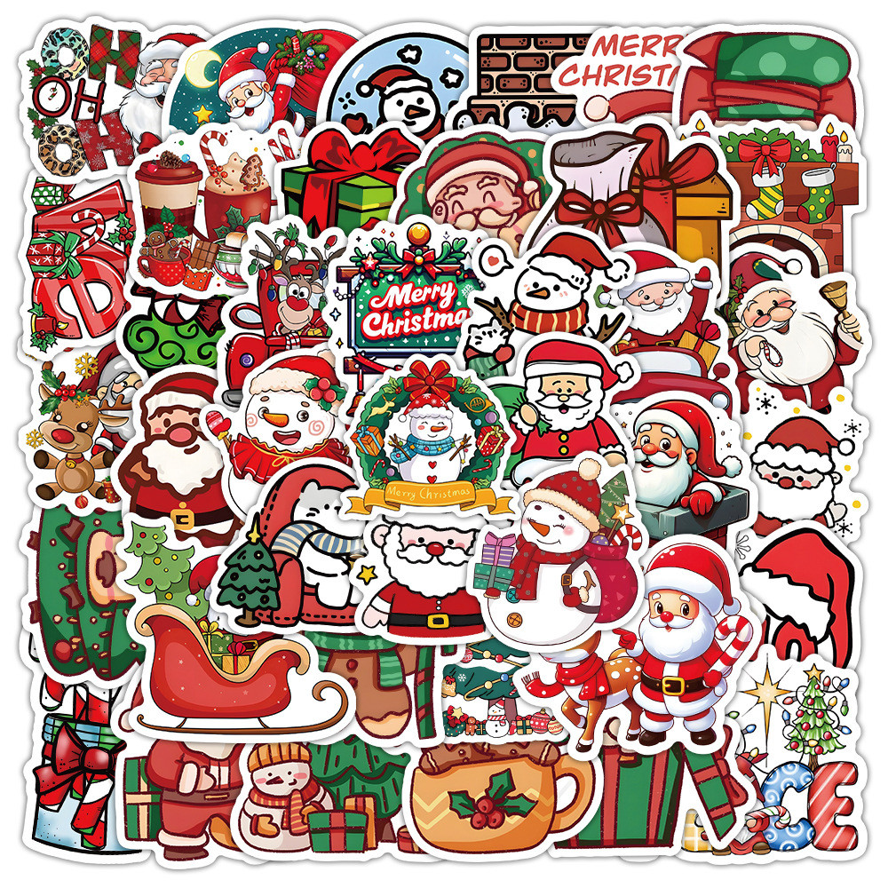 50PCS Cute Christmas Santa Claus Decorations Graffiti Stickers for ...