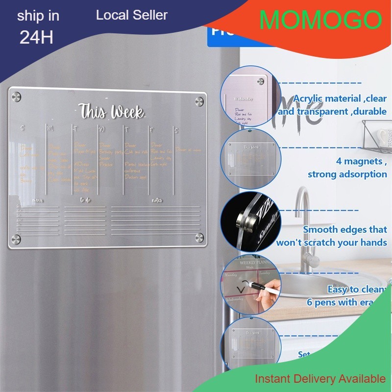 Transparent Acrylic Week Plan Board Erasable Calendar Board Daily ...