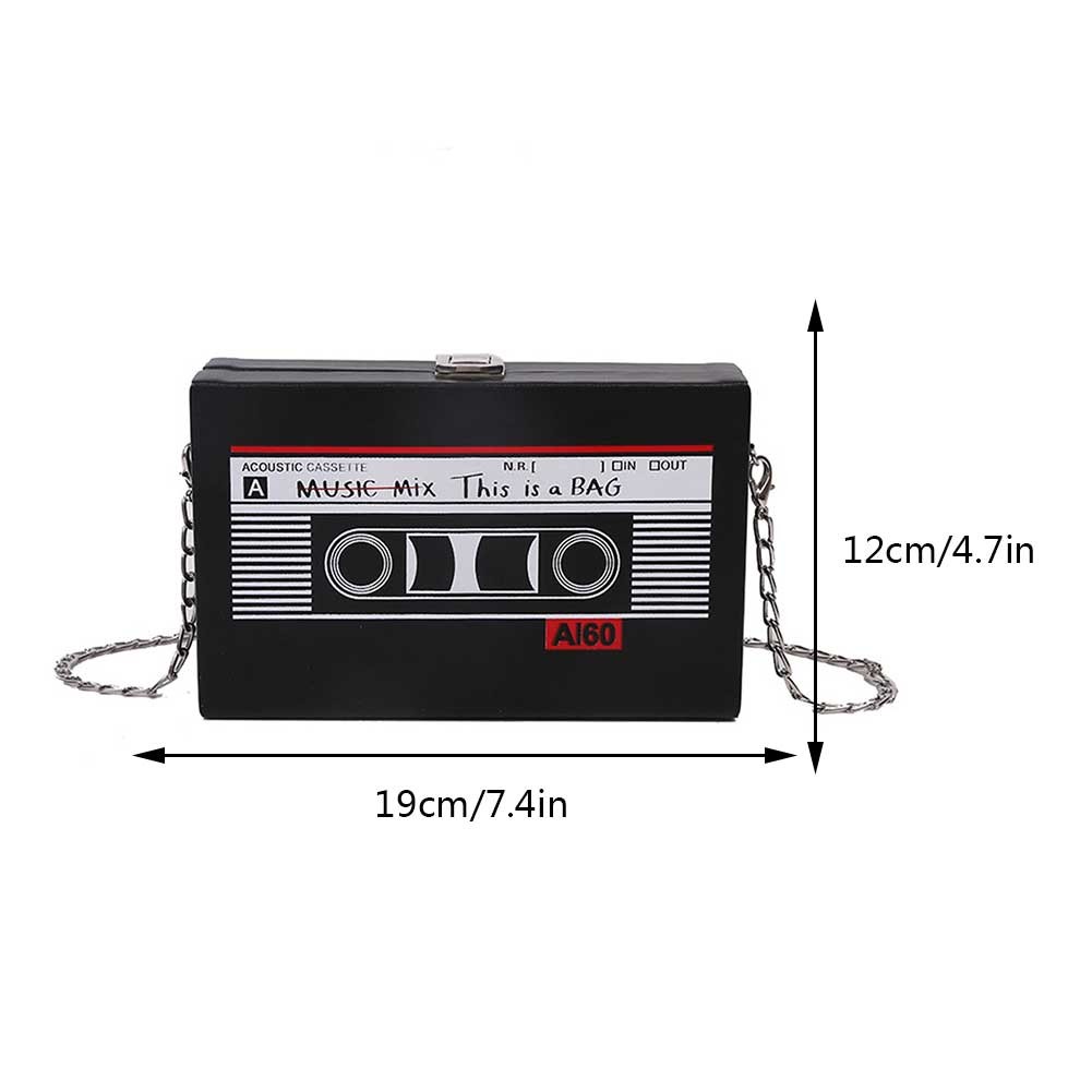 KKD Women Luxury Retro Bag Radio Shape Mini Chain Purse PU Leather Tape ...