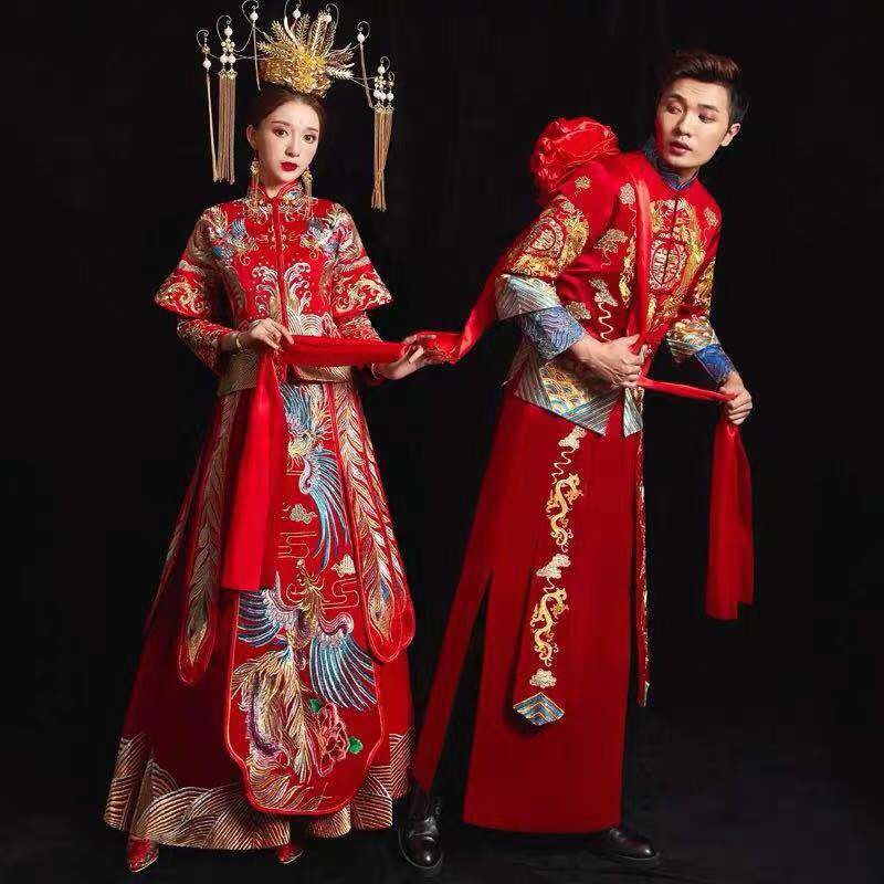Xiuhe Clothing Bride 2021 Dragon Phoenix Gown Wedding Dress Men Women ...