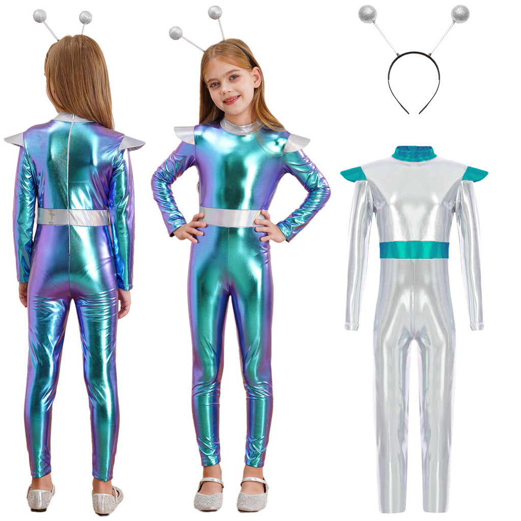 Yartina 2Pcs Kids Alien Cosplay Costume Long Sleeve Full Length ...
