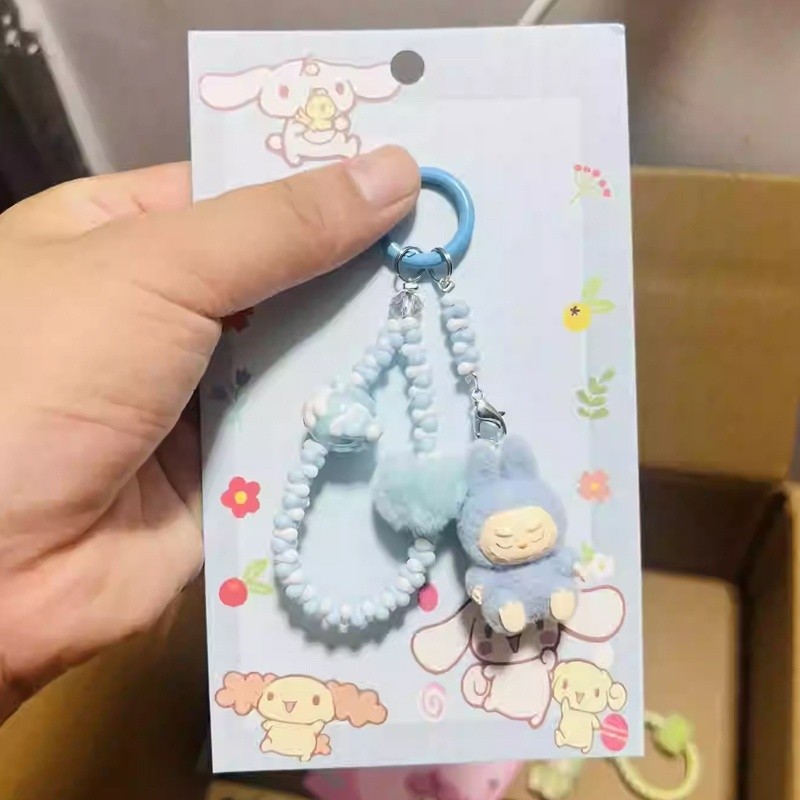 Labubu V2 Keychain Chain Plush Doll Corner Buckle | Shopee Malaysia