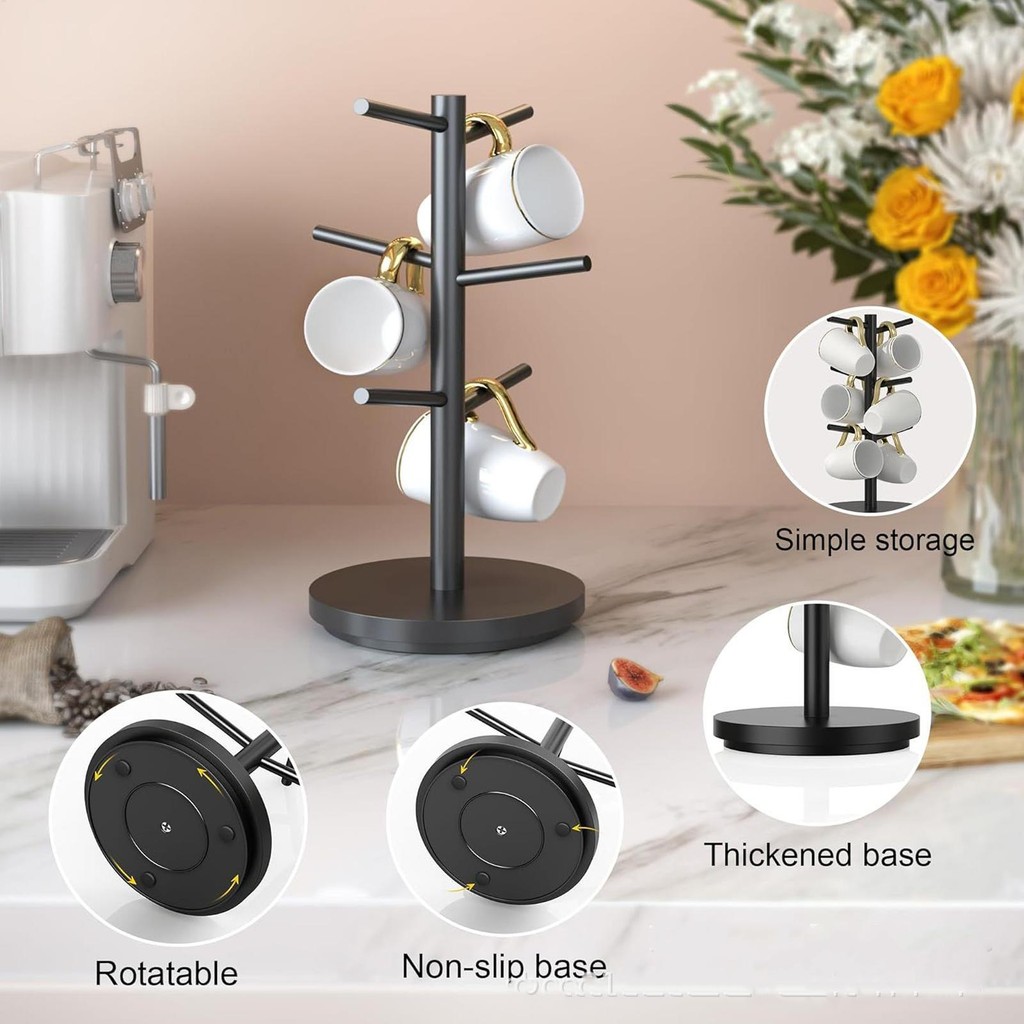 Rotating Coffee Mug Stand Coffee Mugs Storage Rack Coffee Counter Bar ...