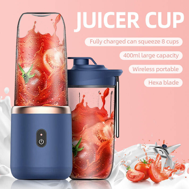 6 Blades Fruit Juice Blender Jus High-speed Wireless Blender Fruit ...