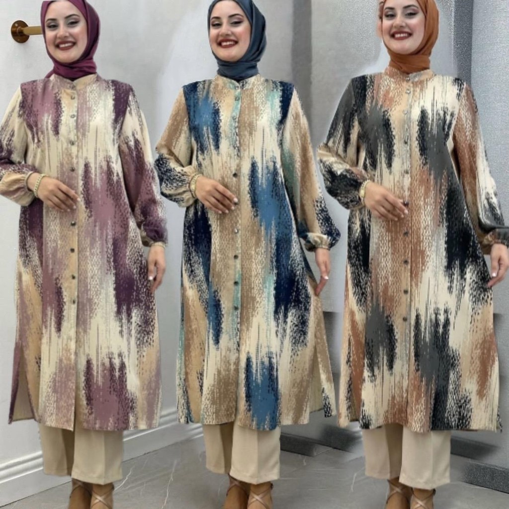 Baju Muslimah Tunic Suit/LONG SET/VISCOS/COTTON/2024 | Shopee Malaysia