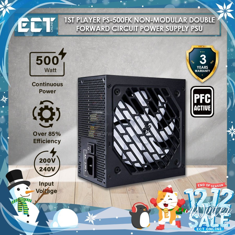 1st Player PS-500FK / PS-600FK / PS-750FK Non-Modular Double Forward Circuit Power Supply PSU ...