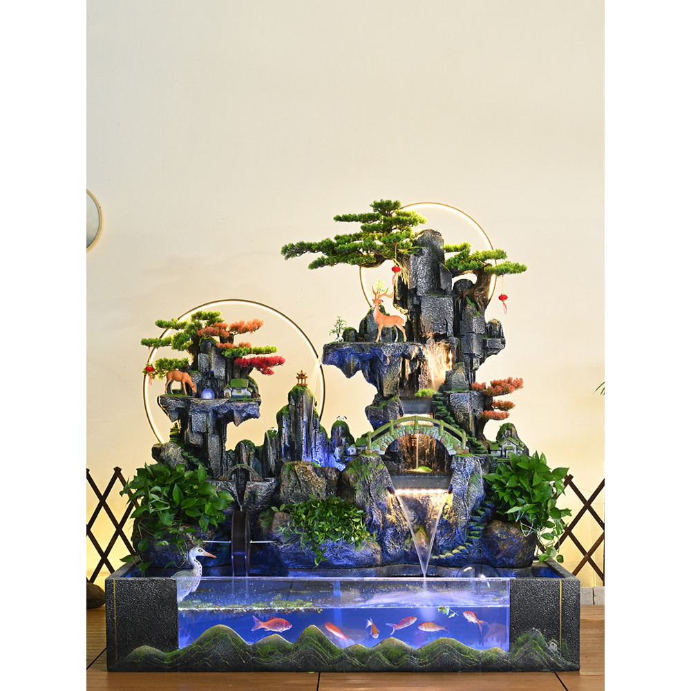 Air Terjun Berbatu Besar Beredar Hiasan Air Kekayaan Feng Shui Tangki ...
