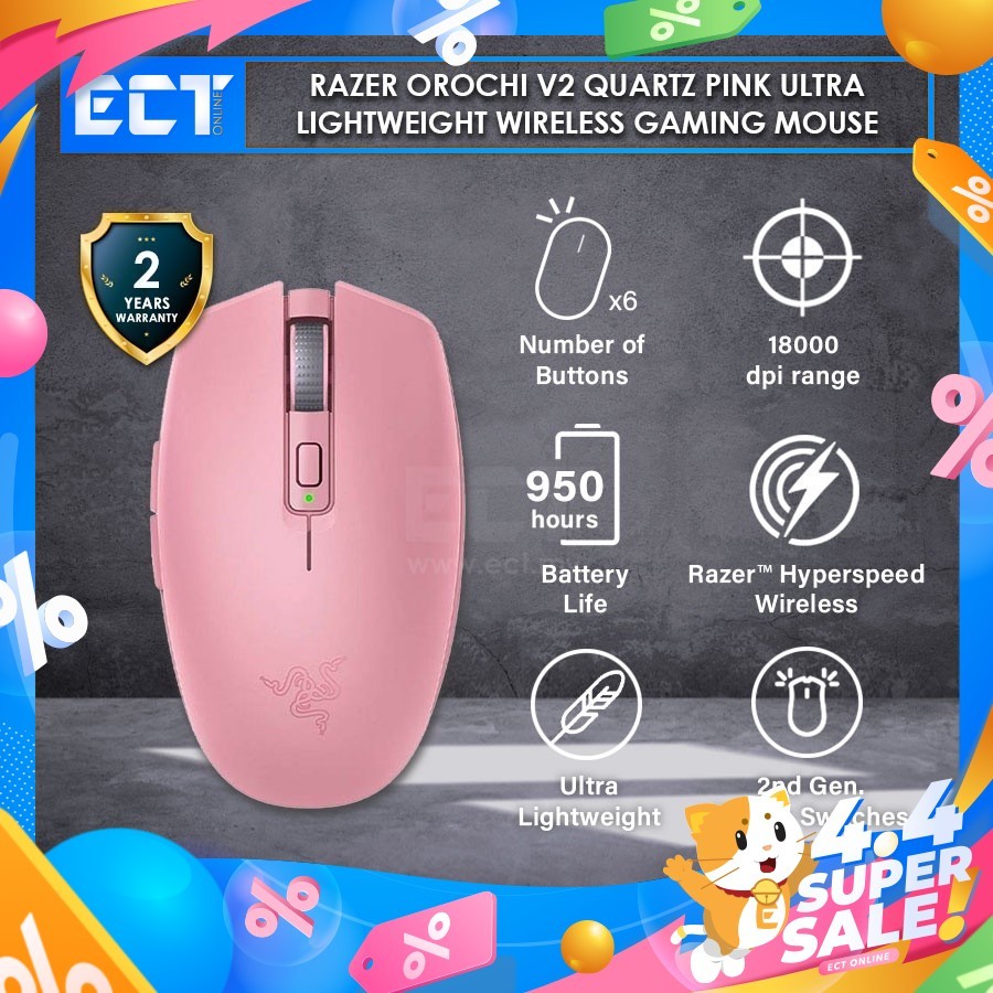 Razer Orochi V2 Quartz Pink Ultra Lightweight Wireless Gaming Mouse ...