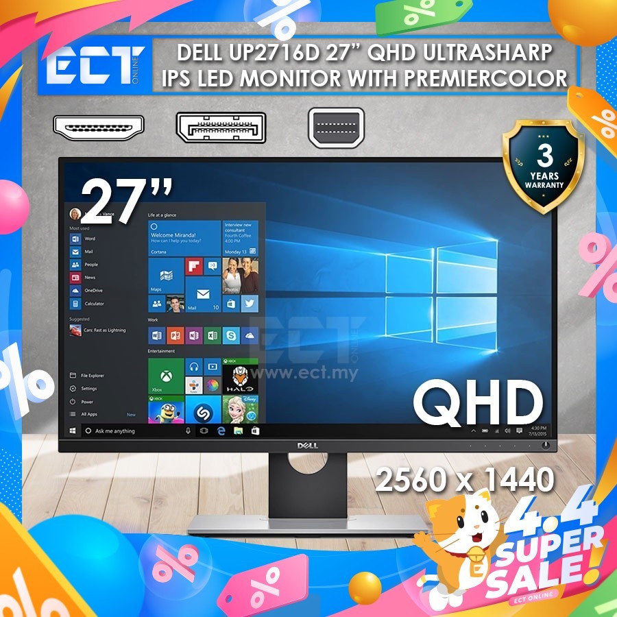 Dell UP2716D 27" QHD Ultrasharp IPS LED Monitor with PremierColor ...