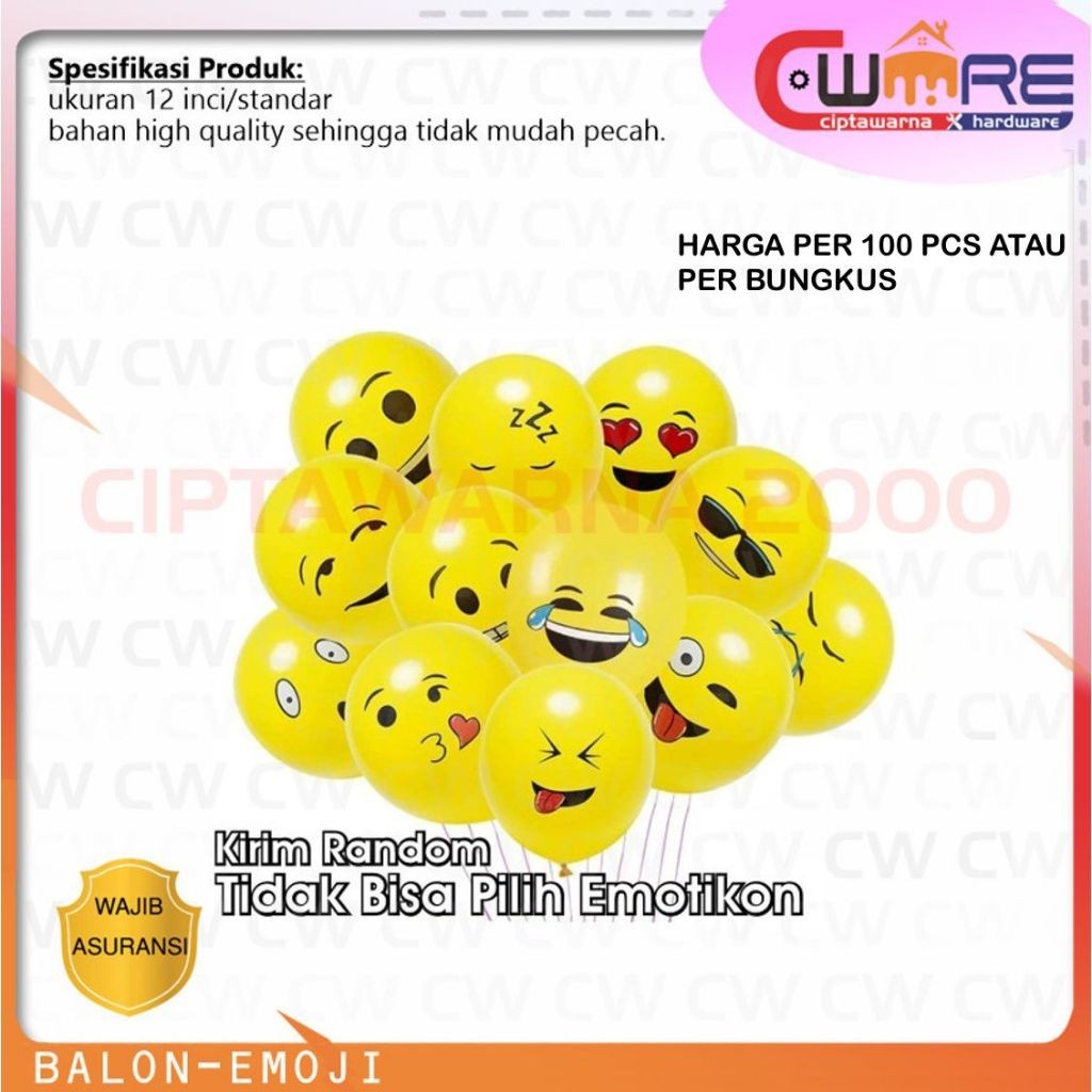 Latex Balloon Motif Emoji emoticon smiley character emo smile 12" inch ...