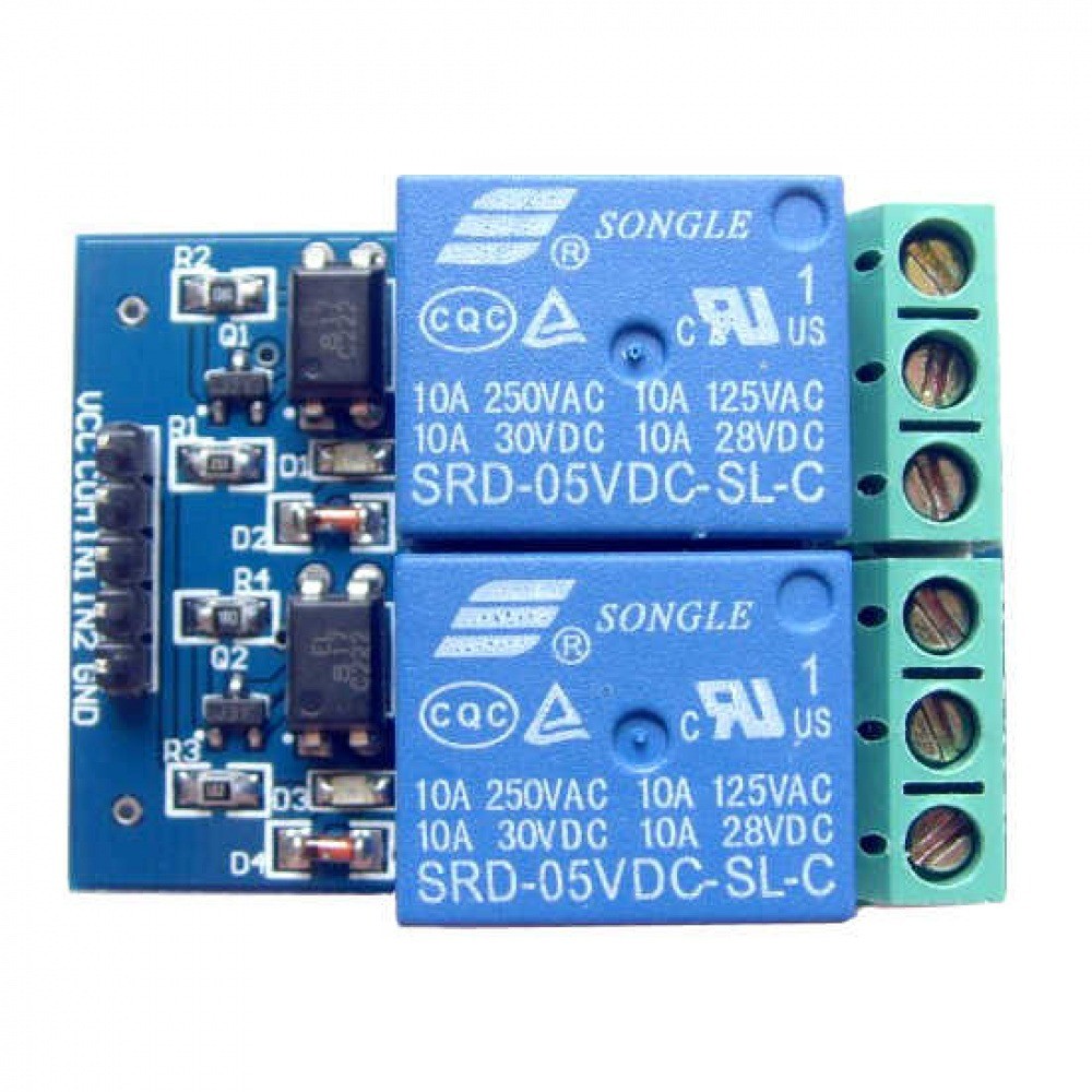 2 Way Relay Module 5V 10A Optocoupler Isolated Relay Onboard Power ...