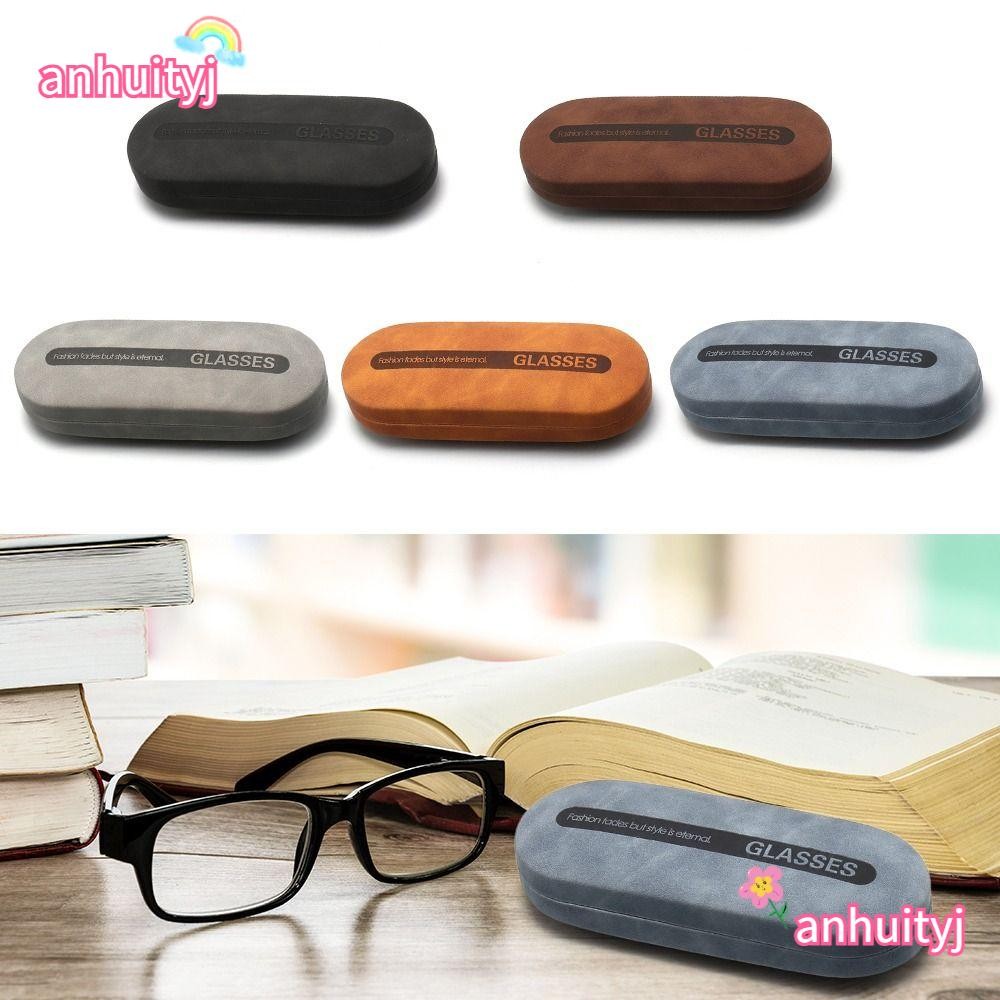 LANJ Glasses Box, Hard Shell Anti-stress Glasses , Simple PU Leather ...