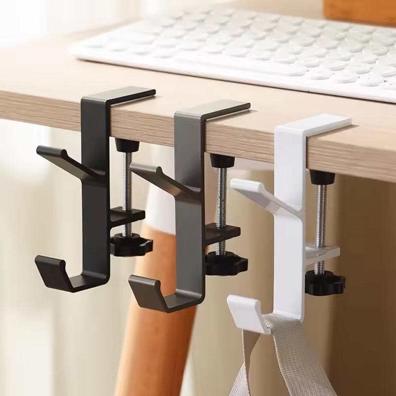 Adjustable Desk Edge Hook Bag Hanger Punch-free Table Side Hook Wall ...