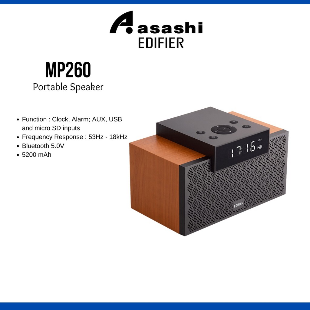 Edifier MP260 Portable Speaker - Bluetooth V5.0 | Built-in Clock ...