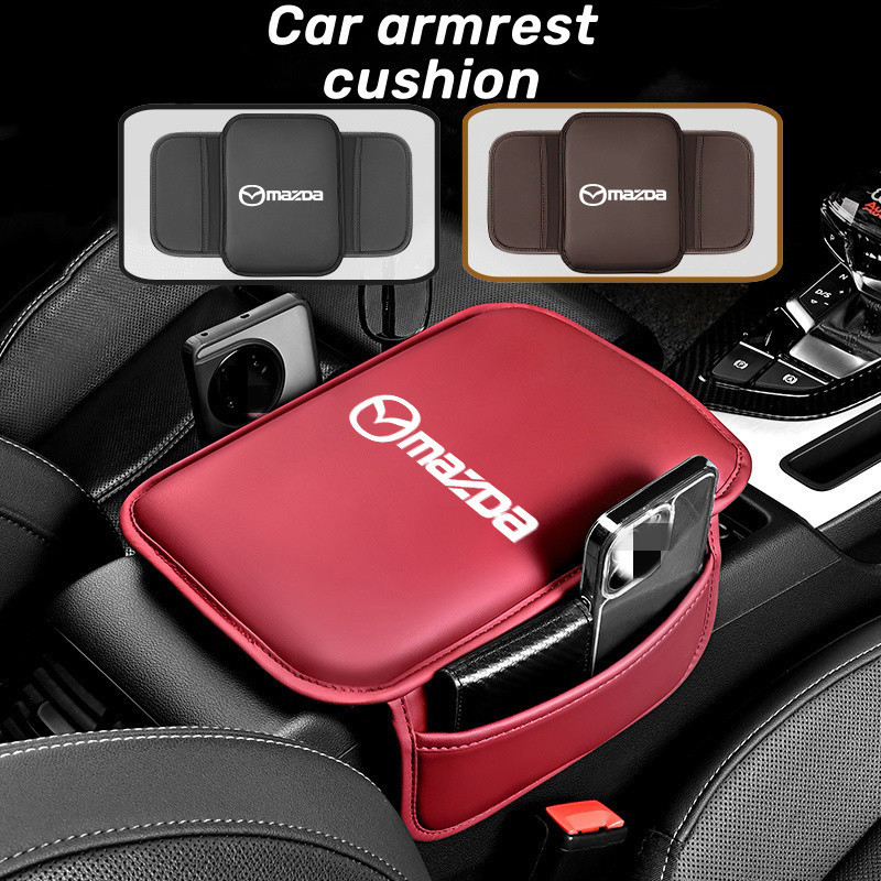 Leather Car Armrest Box Pad Center Console Armrest Protector Storage ...