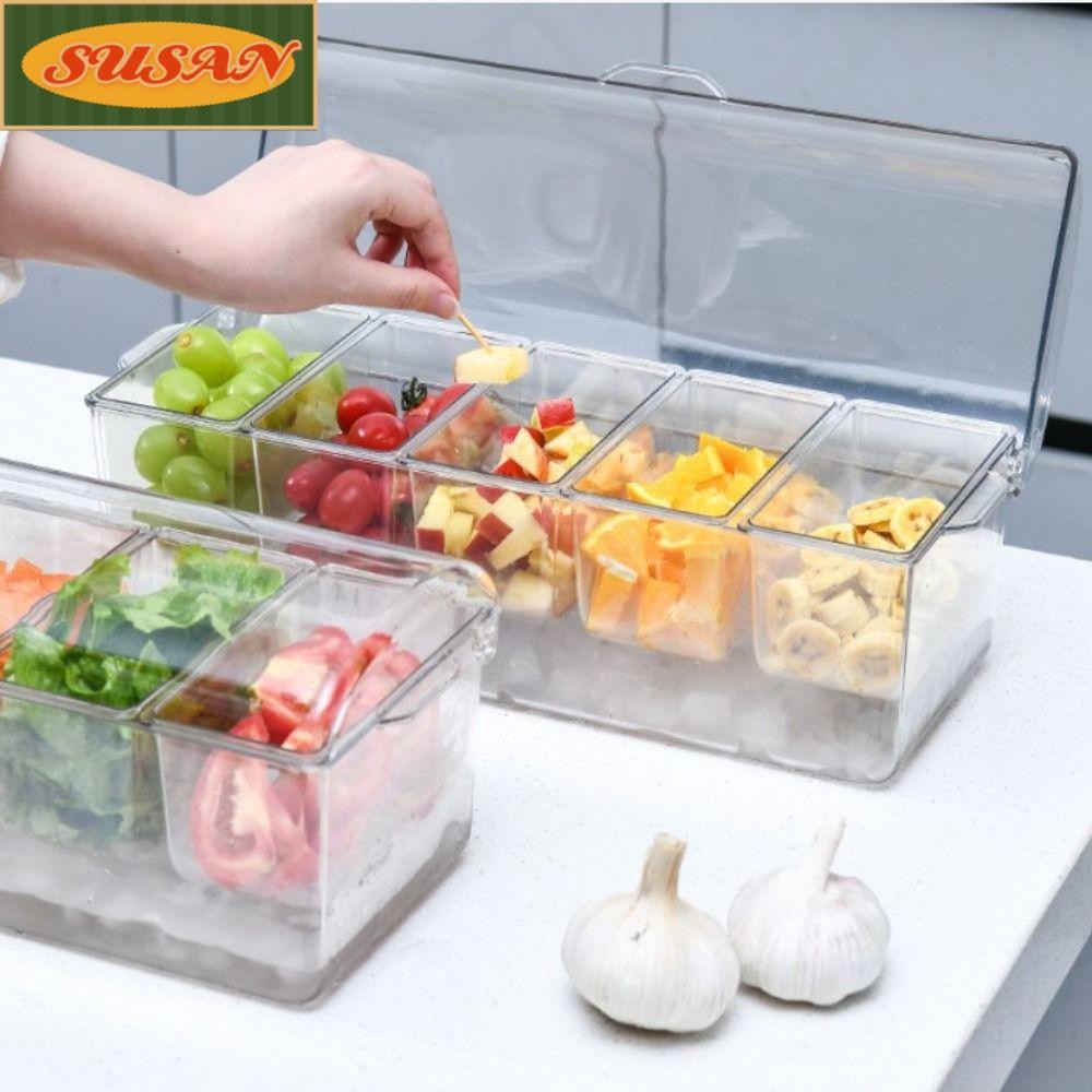 SUSANS Divided Container Organizer, Transparent Large Capacity Ice ...